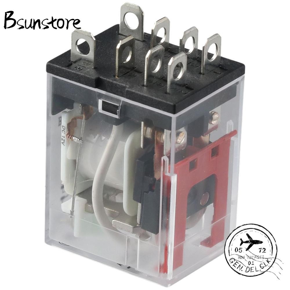 BSUNS1 Electromagnetic Power Relay, 12V DC with Socket Base, High Quality DPDT 2NO 2NC LED ...