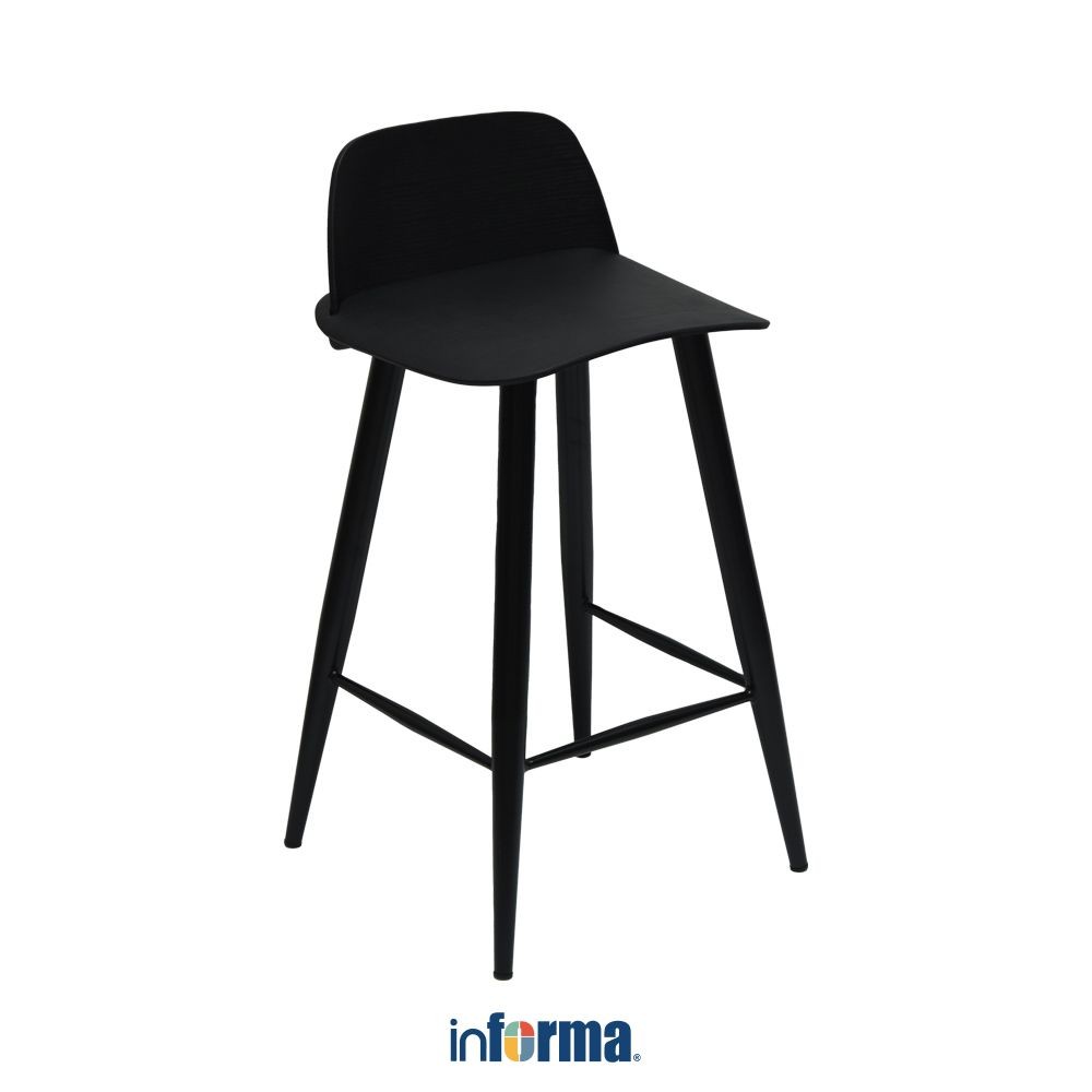 Informa Brison Bar Chair - Black Bar Stool Bartending Cafe Chair with ...