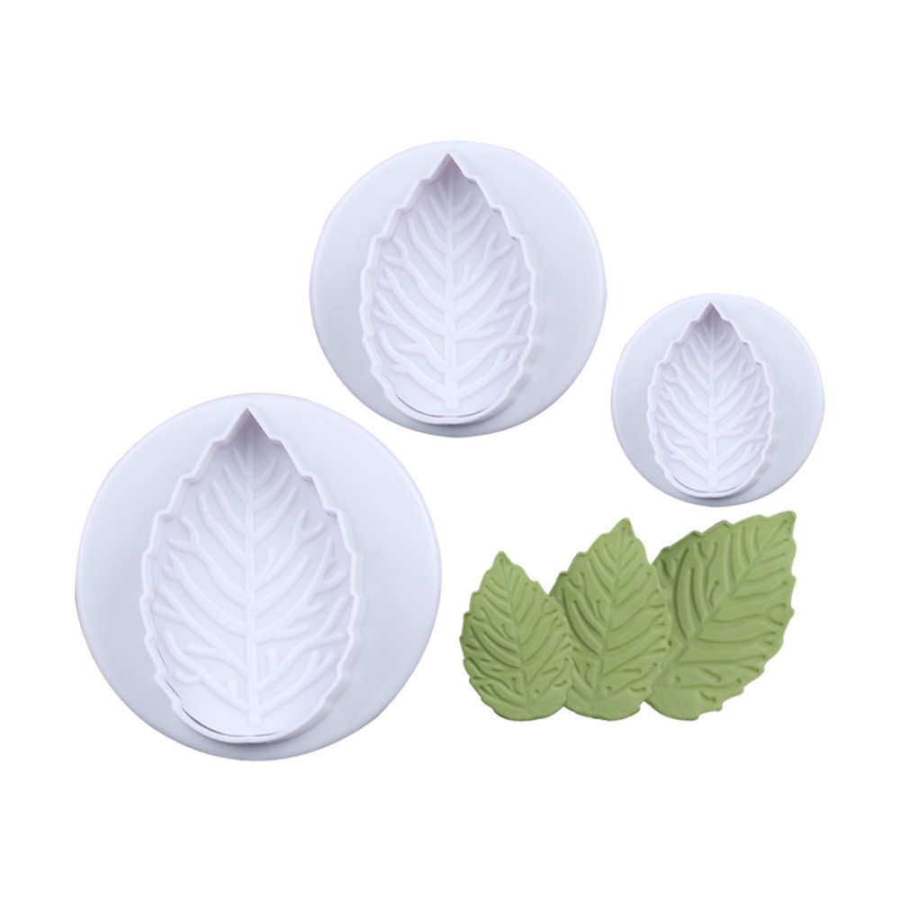 3-Piece Veined Rose Leaf Plunger Cutter Fondant Embossing Tool Cake ...