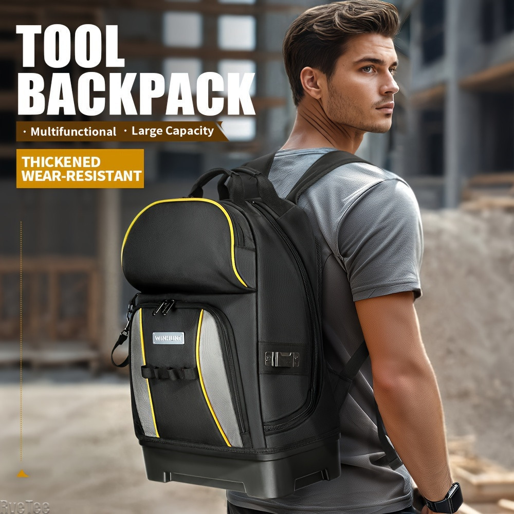 Winhunt Heavy Duty High Quality Tool Backpack with Big Plastic Bottom ...
