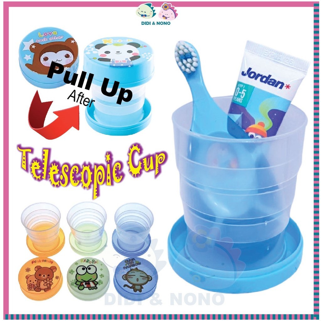 Cartoon Telescopic Folding Cup Reusable Toothbrush Cup Cawan Lipat ...
