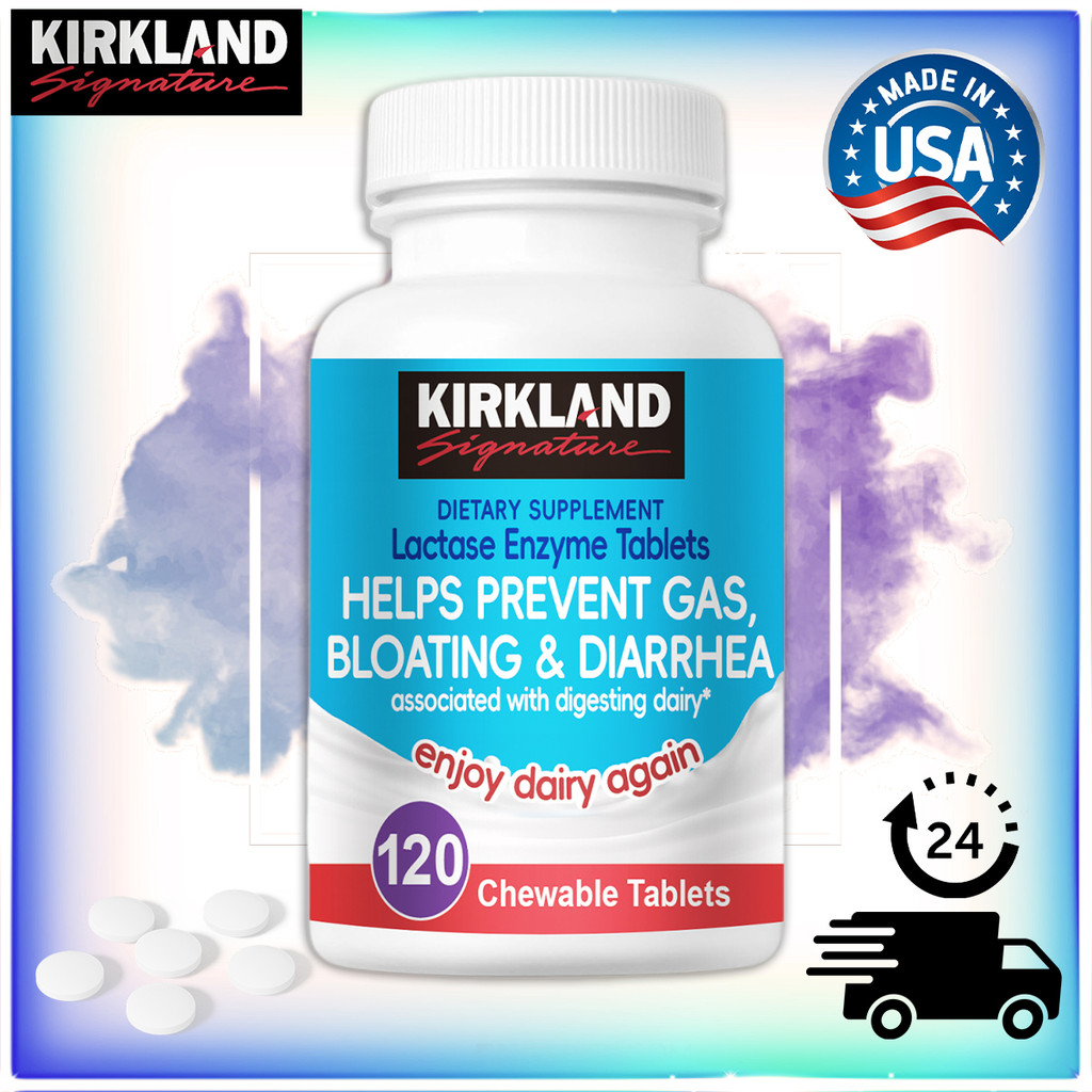 KIRKLAND Lactase Enzyme Tablets for Lactose Intolerance Relief Prevents ...