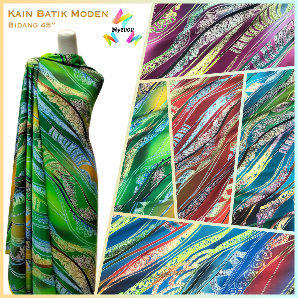 Abstract Lines Design Malaysia Modern Batik Fabric (45 inch wide ...