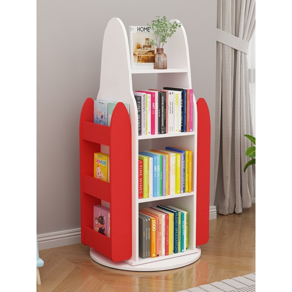 Rak Buku Berputar Roket Kecil Minimalis Rak Buku Bergambar Kanak-kanak ...