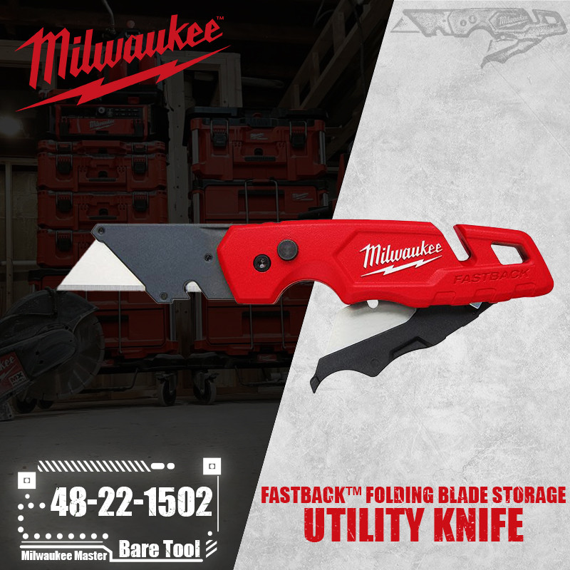 Milwaukee 48-22-1502 FASTBACK™ Folding Utility Knife with Blade Storage ...