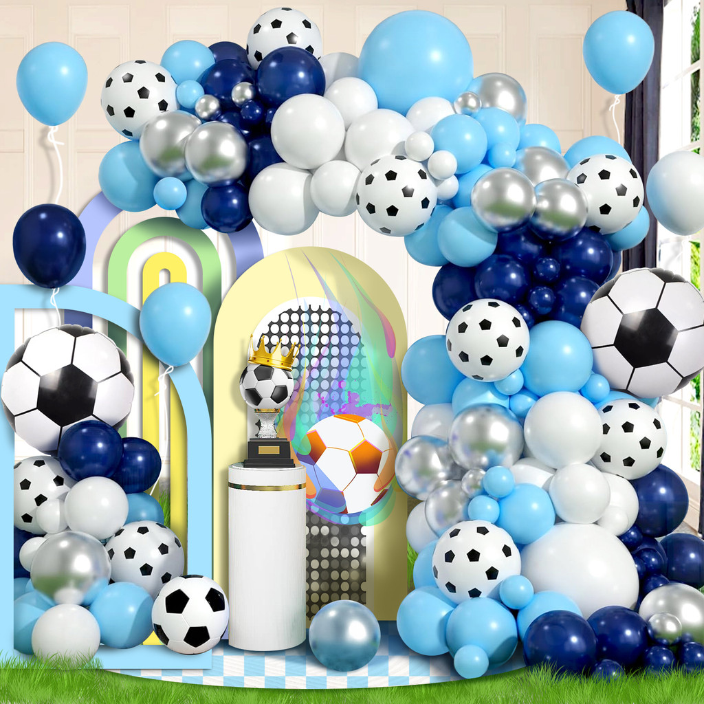 116Pcs Football Theme Balloon Garland Set, Blue and White Balloon ...