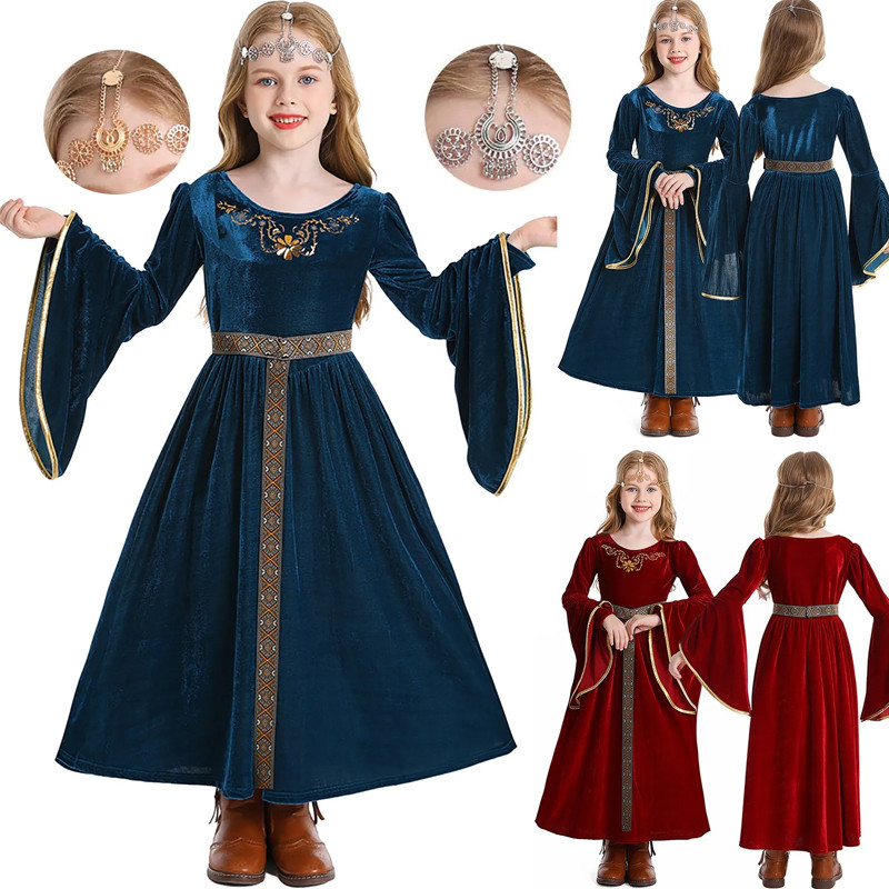 Medieval Princess Cosplay Costume For Girls Fantasy Royal Court Dress ...