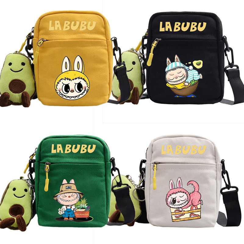 Labubu Doll Series Crossbody Bag, Nylon Canvas Cute Children's Backpack ...