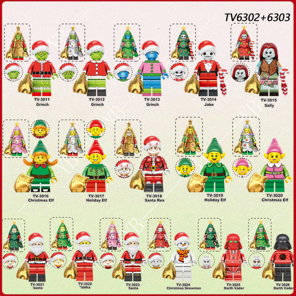 Christmas decorations snowman elf Jack assembled building blocks ...