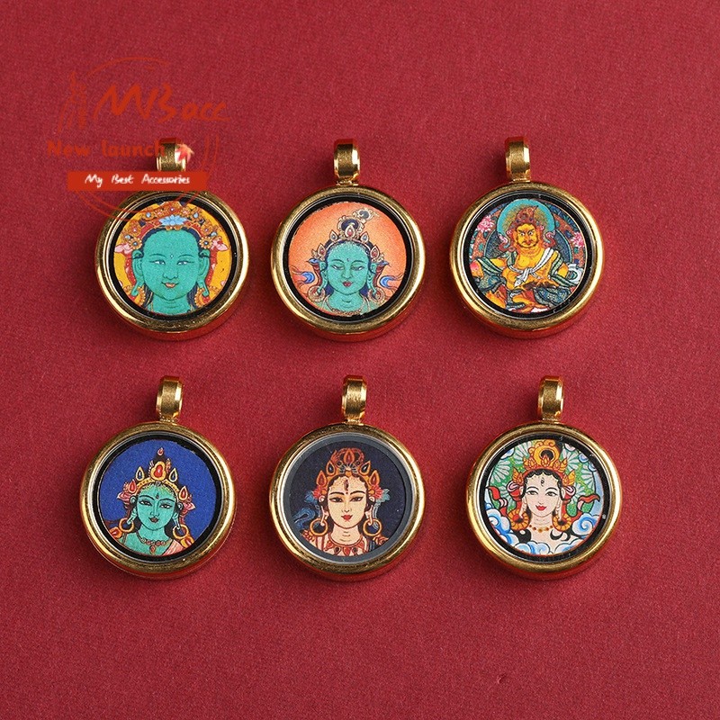 Accessories Tibetan Style Thangka Pendant White Green Tara Thangka Box ...