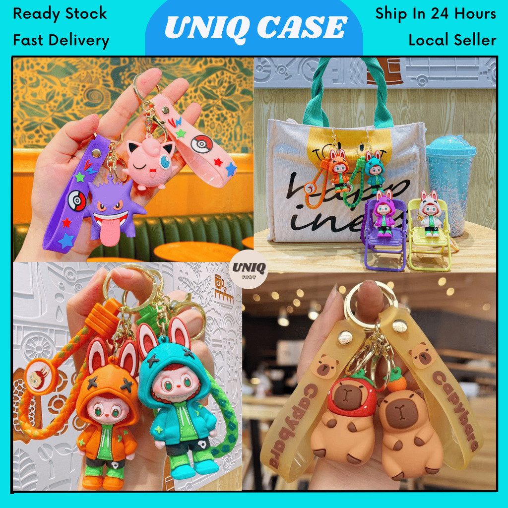 Cute cartoon keychain pikachu spiderman chikawa capybara loopy labubu ...