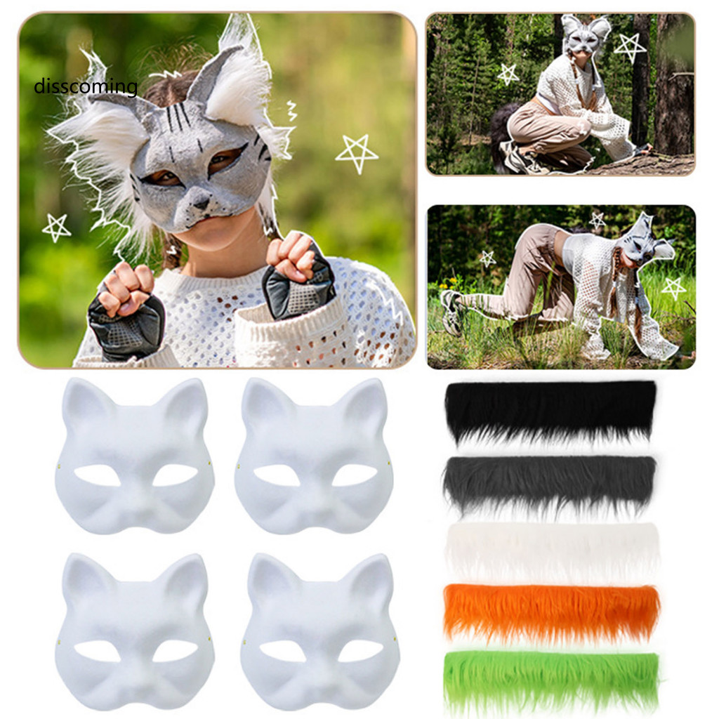 SL| Diy Cat Masque Kit Unfinished Cat Masque Diy White Cat Mask Set ...