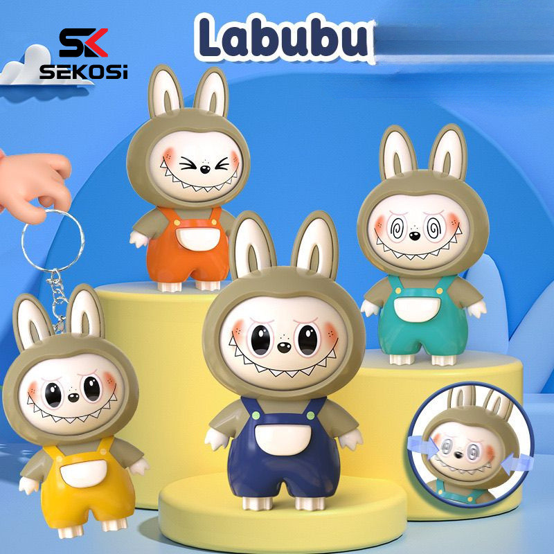 Sk Cute Labubu Key Ring Change Face Cartoon Bag Pendant Car Keychain ...