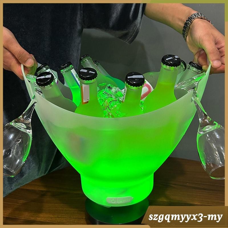 [ LED Ice Bucket 7L Portable Handle Lightweight Beer Beverage Tub ...