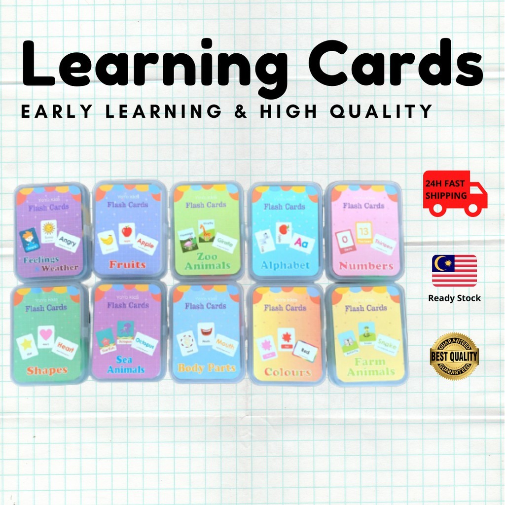 (CLEAR STOCK) Early Learning Flash Cards Kad Animal Shape Colour Body ...