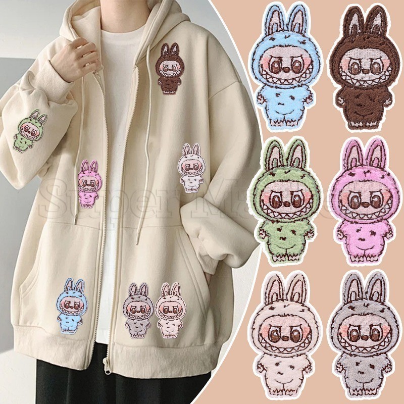 Labubu Embroidered Patches - Cartoon Anime DIY Sew Stickers - Cute ...