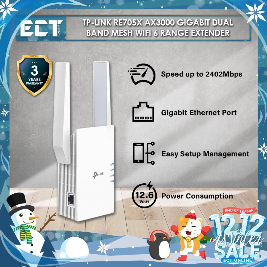 TP-Link RE705X AX3000 Gigabit Dual Band Mesh Wifi 6 Range Extender ...