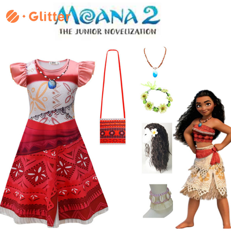 Movie Moana 2 Christmas Dress Cosplay Costume for Kids Girl 3D Printed ...