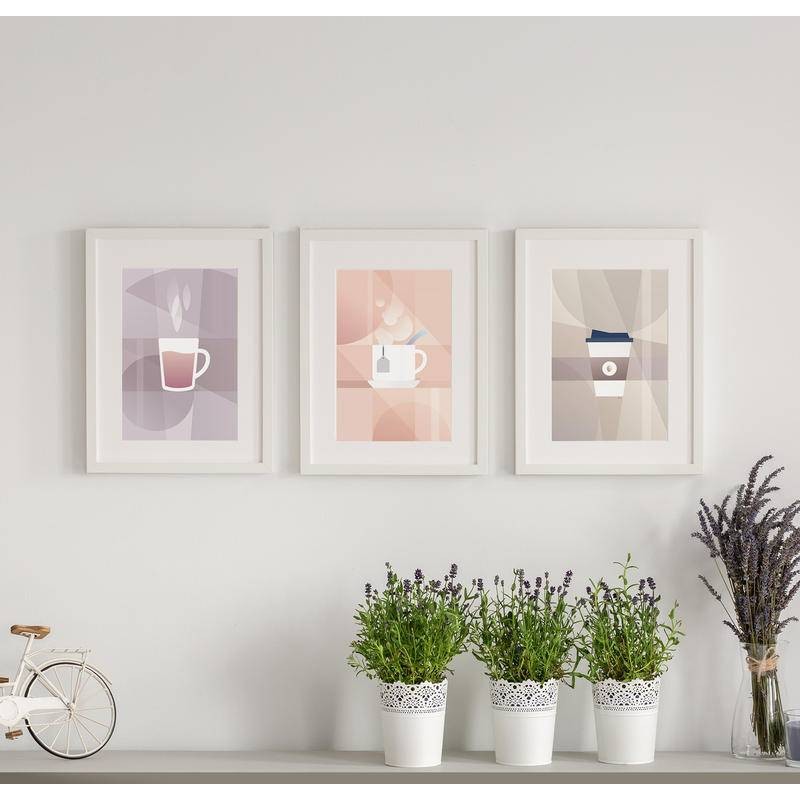 Coffee Poster Set Mid Century Modern Three Panel Wall Art Coffee Wall ...