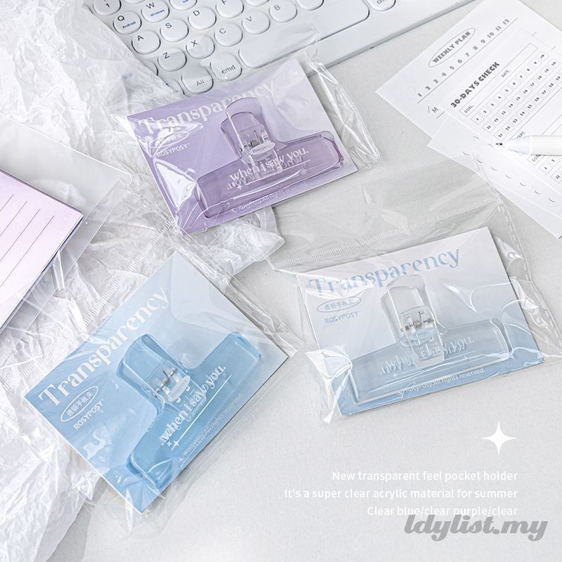 ღ Long Binder Clip Clear Plastic Teachers Students School Business ...