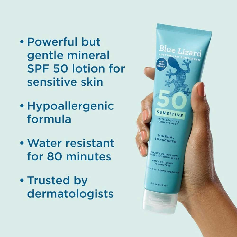 BLUE LIZARD Sensitive Mineral Sunscreen SPF50+ Mineral Sunscreen ...