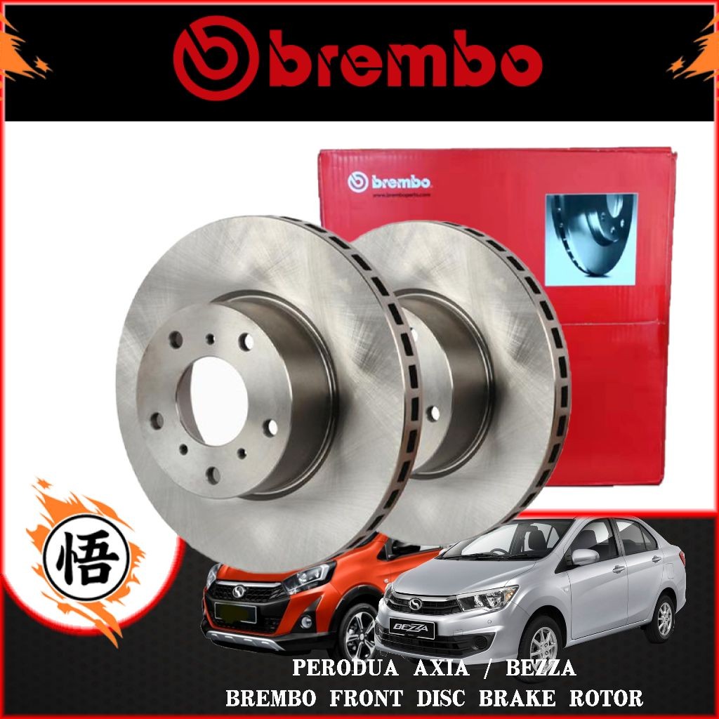 ORI BREMBO PERODUA AXIA , BEZZA FRONT DISC BRAKE ROTOR & BRAKE PAD ...