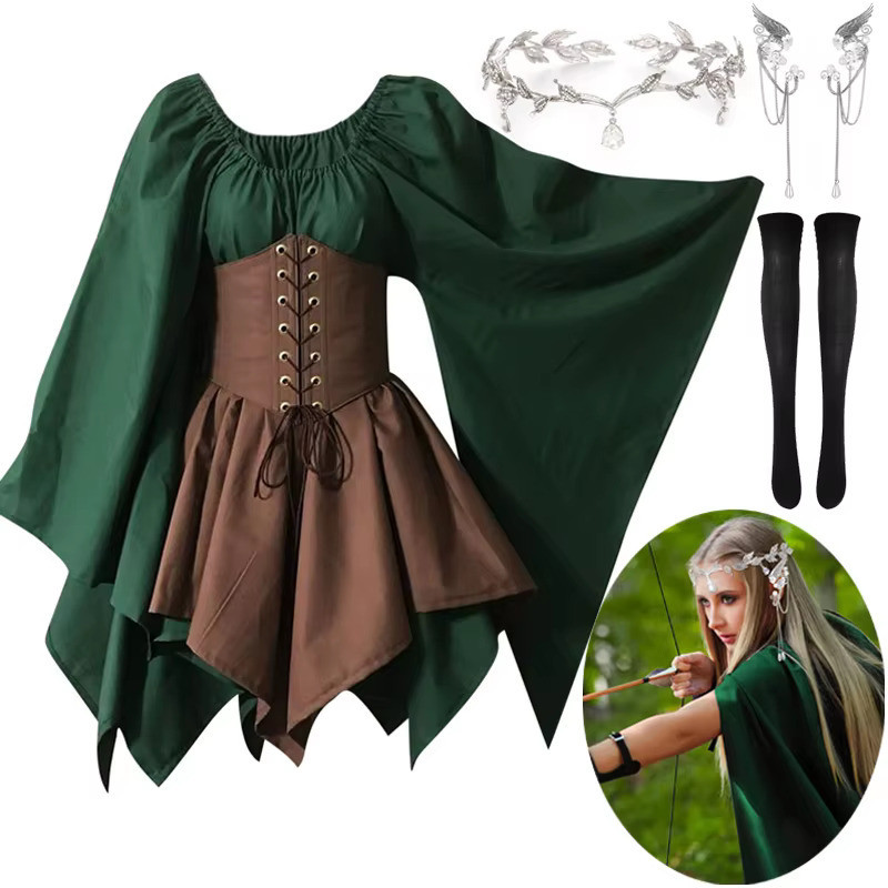 Women Elf Costume Renaissance Traditional Irish Dress Medieval Fairy ...