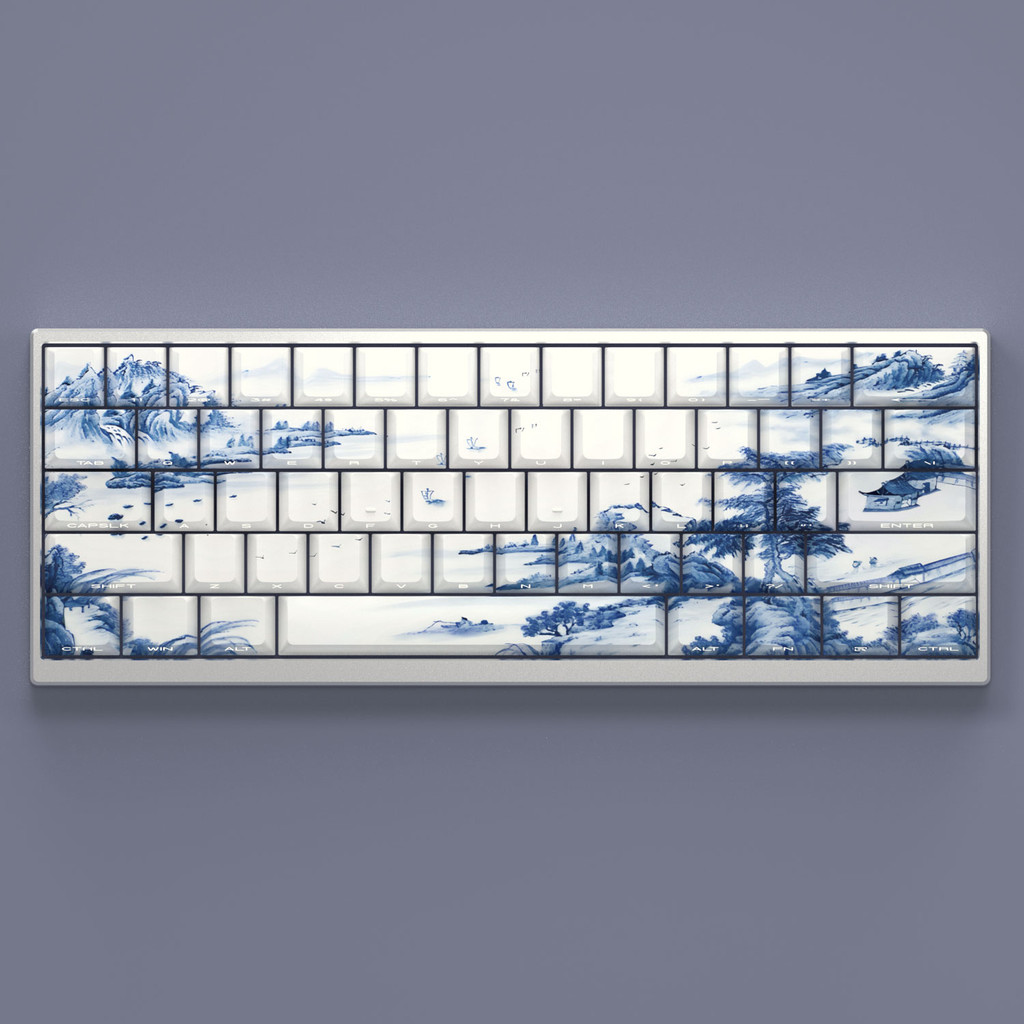 Blue And White Porcelain Keycap Cherry Profile PBT Letter Side-engraved ...