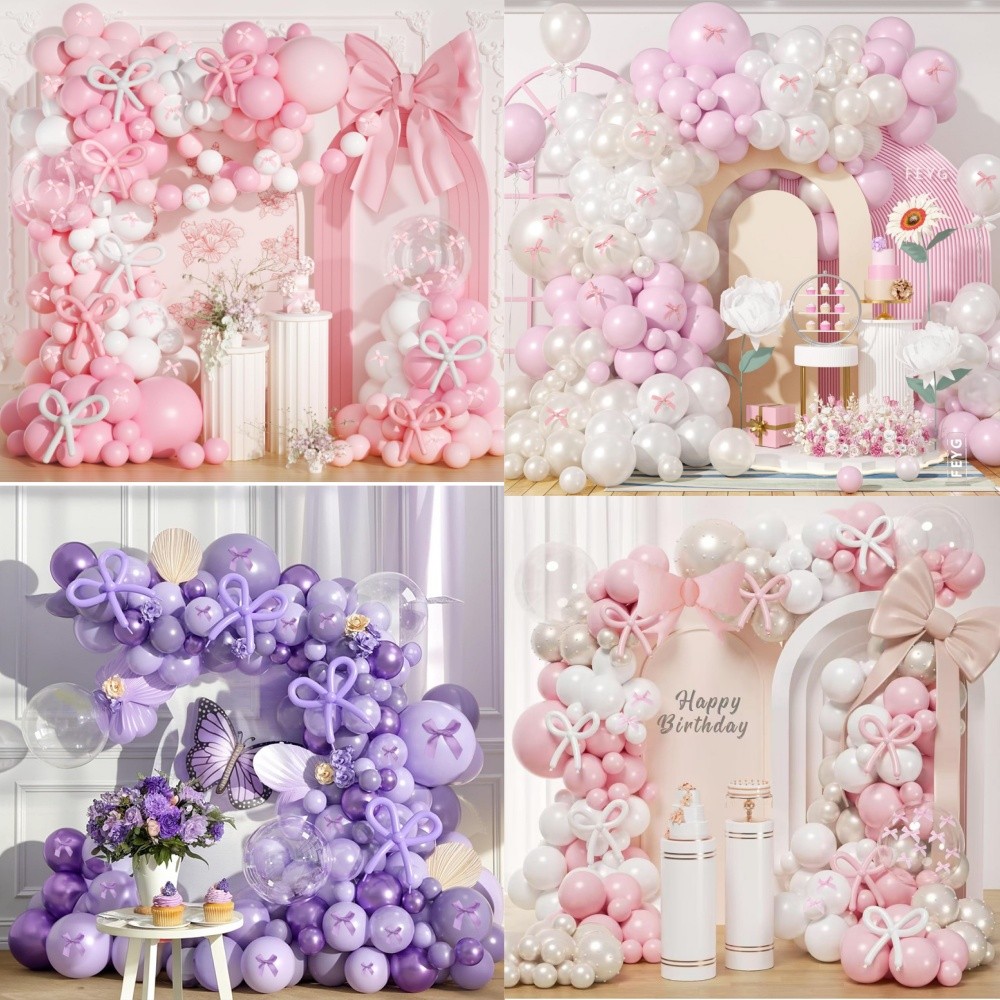 Pink Bow Balloon Garland Arch Kit Coquette Birthday Decorations Bow ...