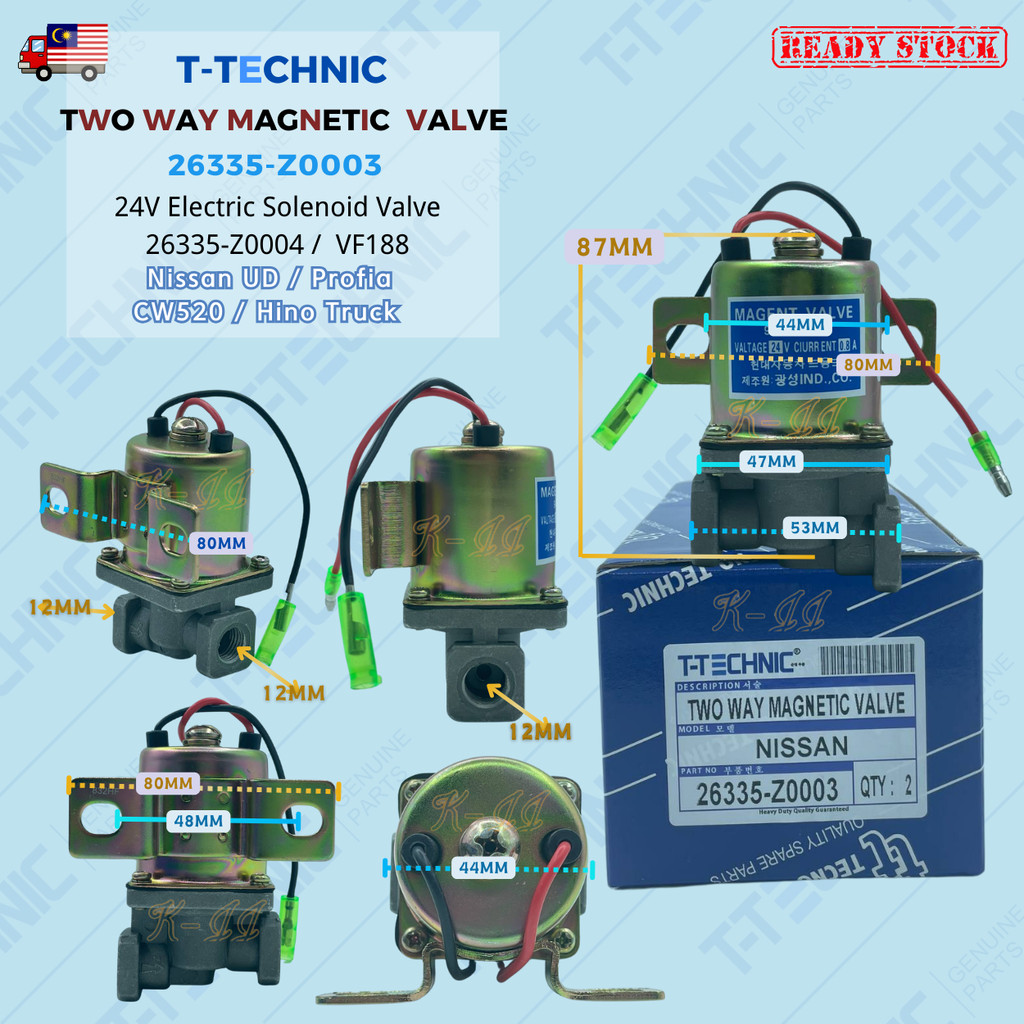 Injap Solenoid Elektrik 24V 2-Hala 26335-Z0003-TT Model Magnetik Tugas ...