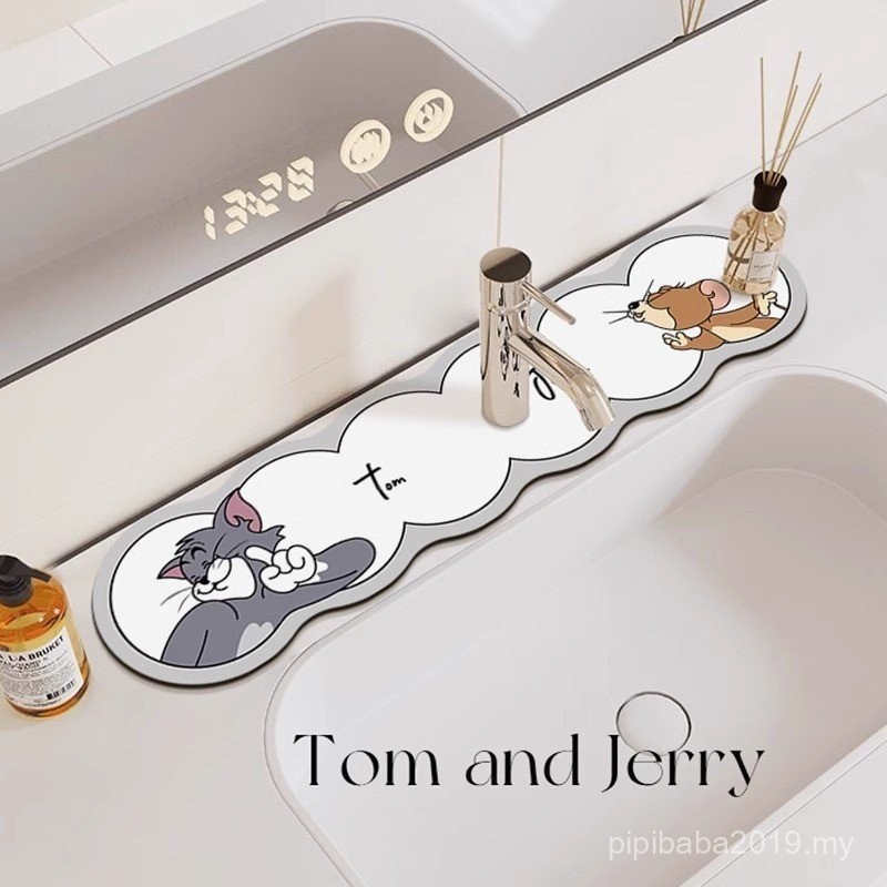 Cat and Mouse Kitchen Sink Countertop Drain Mat Bathroom Hand Wash ...