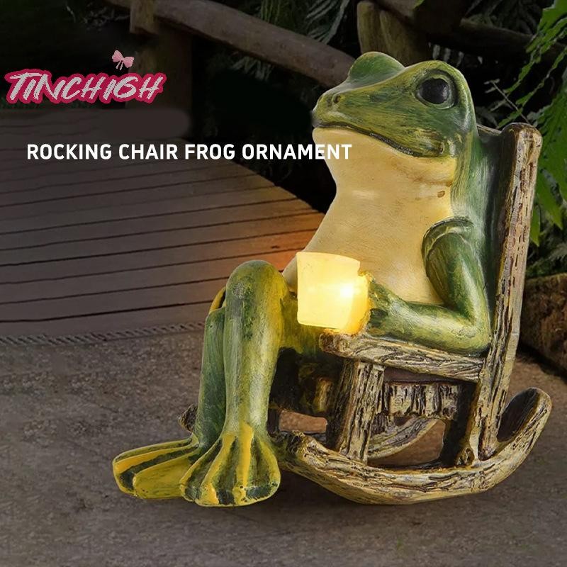 [TinchighM] Miniature Frog Garden Statue Solar Light Frog Outdoor Decor ...
