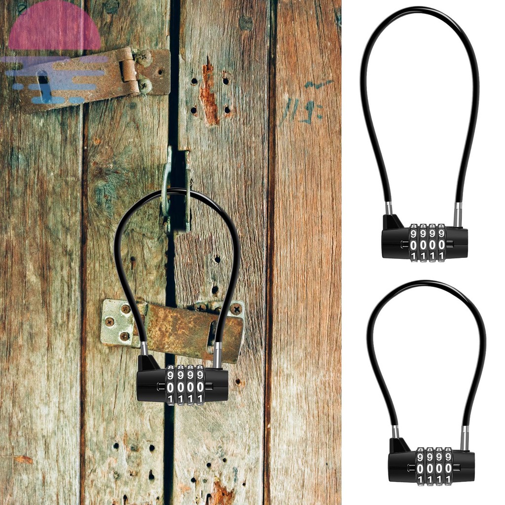 Cable Combination Lock 4-Digit Steel Cable Rope Password Lock Zinc ...