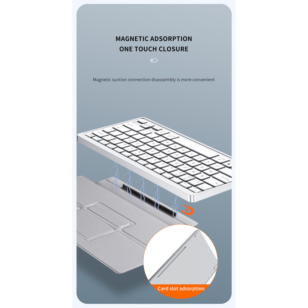 78 Keys Bluetooth Keyboard with PU Leather Tablet Phone Holder ...