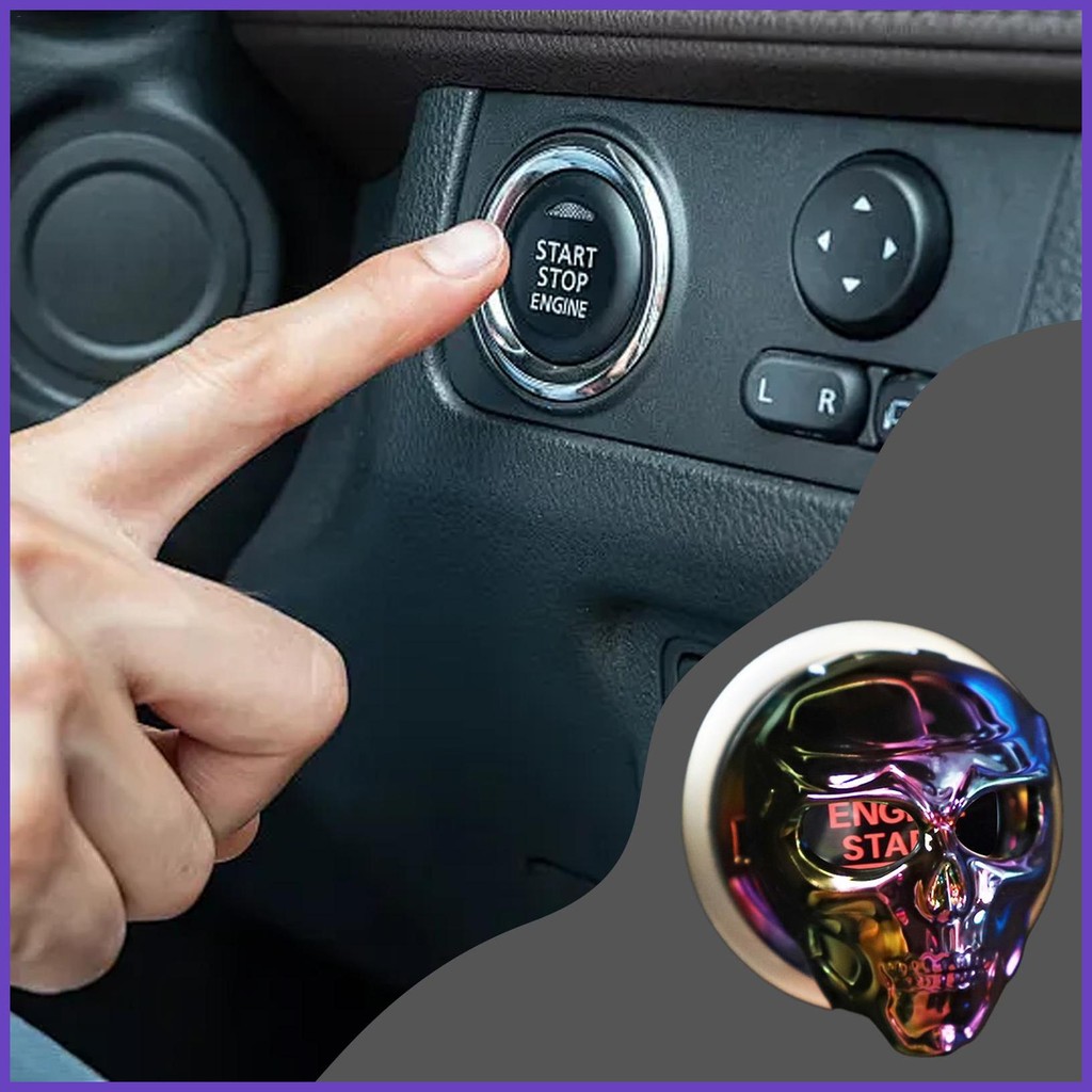 Skull Push Start Button Cover Metal Skull Push Start Button Sticker ...