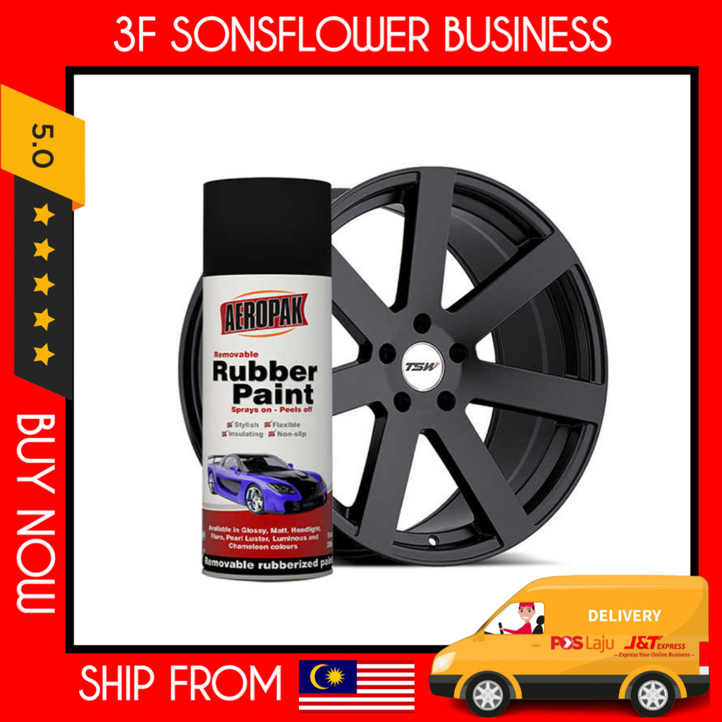 AEROPAK Removable Rubber Paint Matt Black (400ml) Peelable and Protect ...