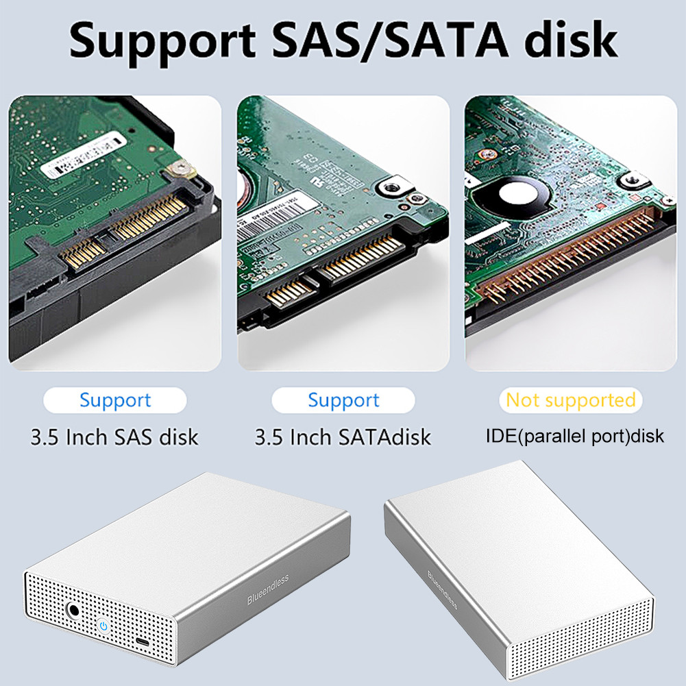 External Hard Drive Enclosure 5Gbps 20TB HDD Case for 3.5inch SAS/SATA ...