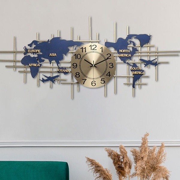 [READY STOCK] Jam Dinding Peta Dunia Moden - Hiasan Dinding Iron Metal ...