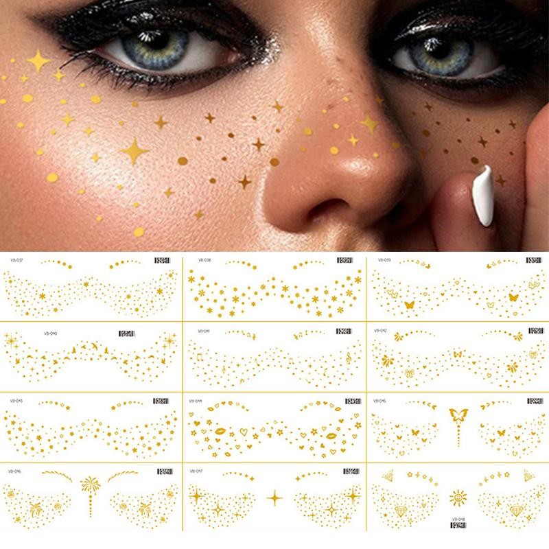 Bronzing Gold Glitter Freckles Face Tattoo Stickers Waterproof ...