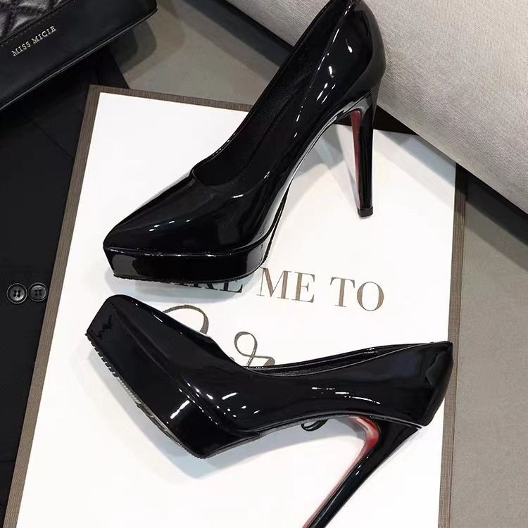 12CM Black Platform High Heels Women's Stiletto Super High Heels Women ...