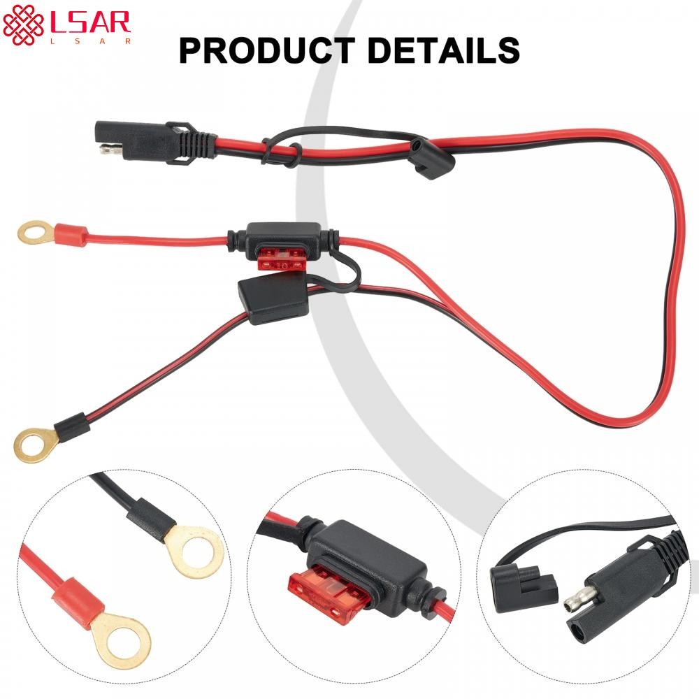 Terminal Battery Power Cable 10A Fuse 12V 18AWG Red/black SAE Connector ...