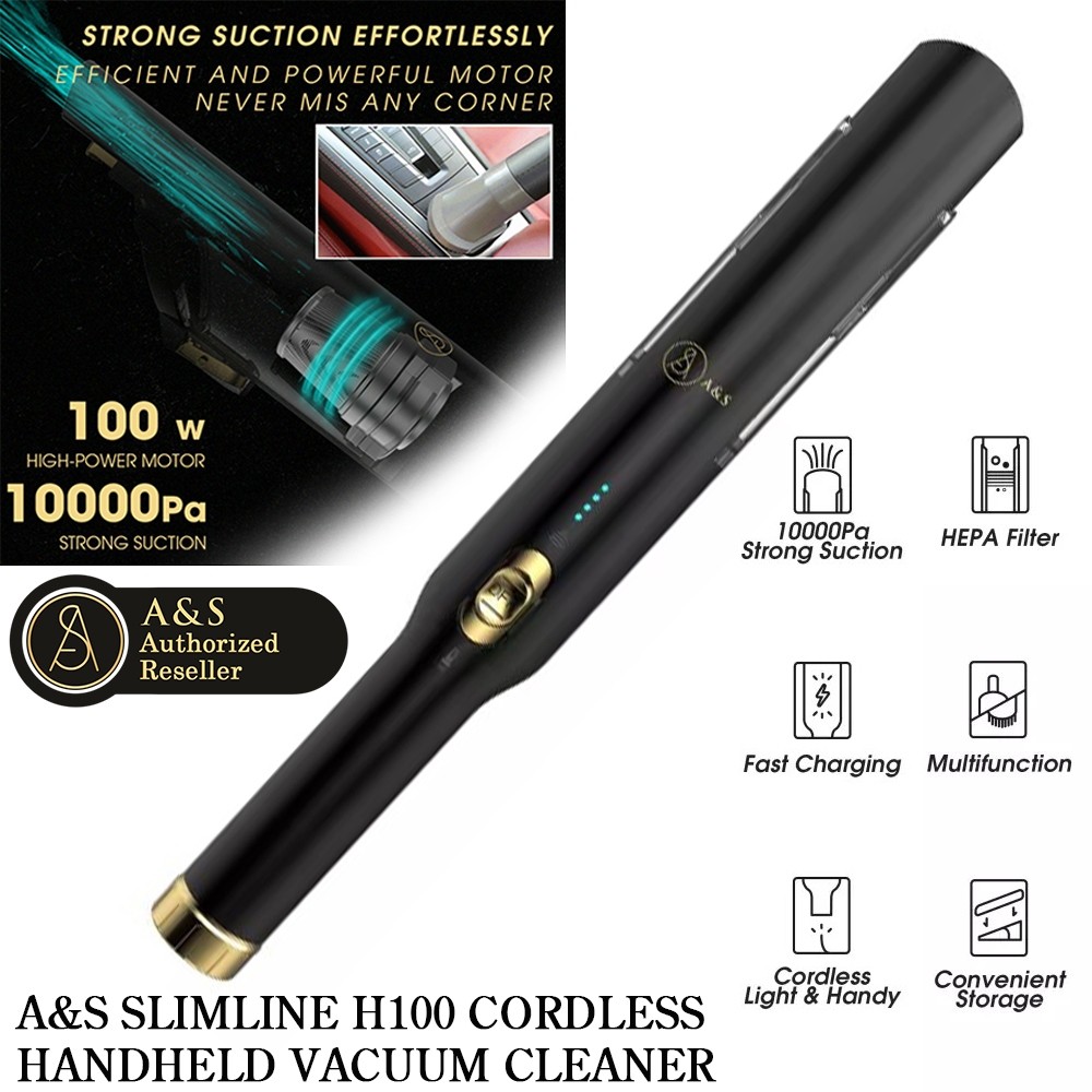 NEW A&S SlimLine H100 Cordless Handheld Vacuum Cleaner 10000Pa 100W ...