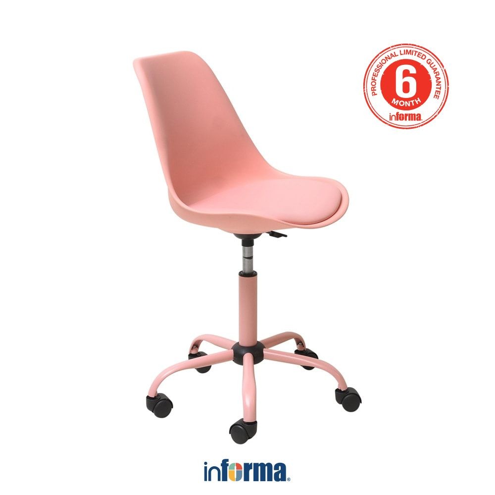 Informa Macaroons Low Back Office Chair - Pink Work Seating With Wheels ...