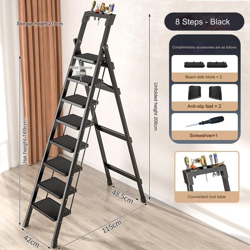 Folding Ladder 5/6/7/8 Tier Load 400KG Foldable Folding Herringbone ...