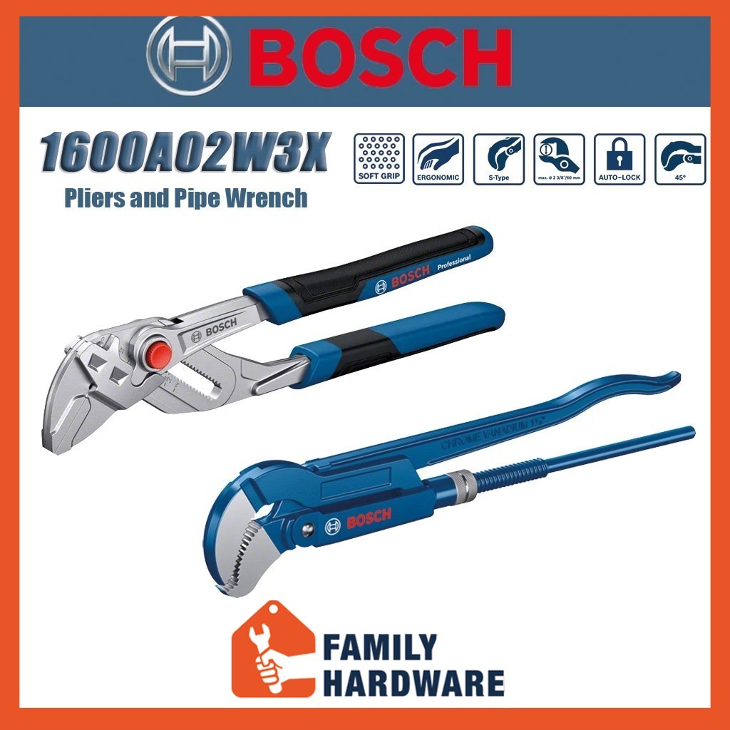 BOSCH 450mm Sanitery Corner Pipe Wrench 250mm Sanitery Pliers Wrench ...