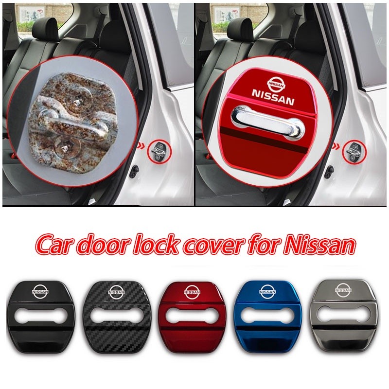 4pcs Nissan Stainless Steel Car Door Lock Cover for Kicks Navara Versa ...