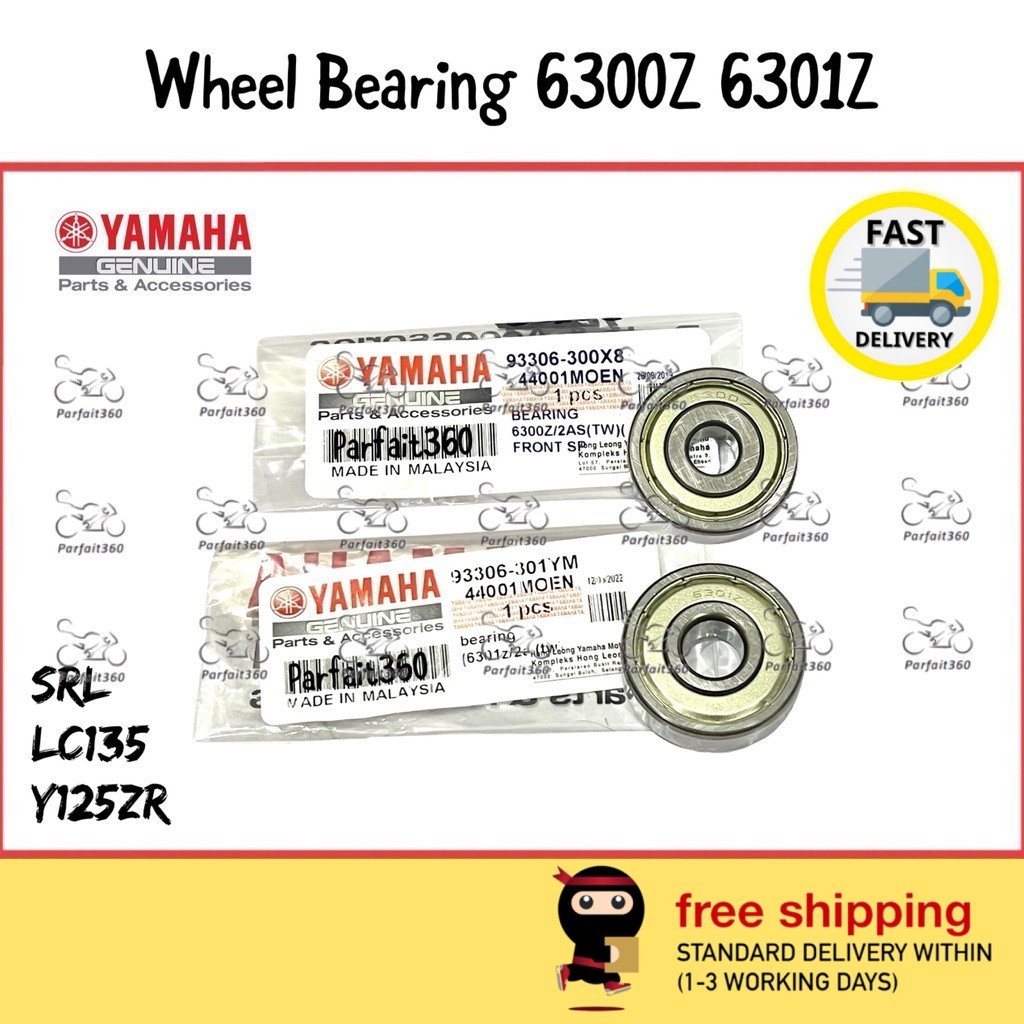 6300Z 6301Z LC135 / Y125ZR / SRL110 / SRL115 Front & Rear Wheel Bearing ...