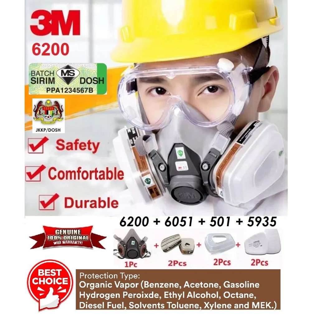 3M 6200 + 6051 Half Facepiece Reusable Respirator Mask Set | Shopee ...