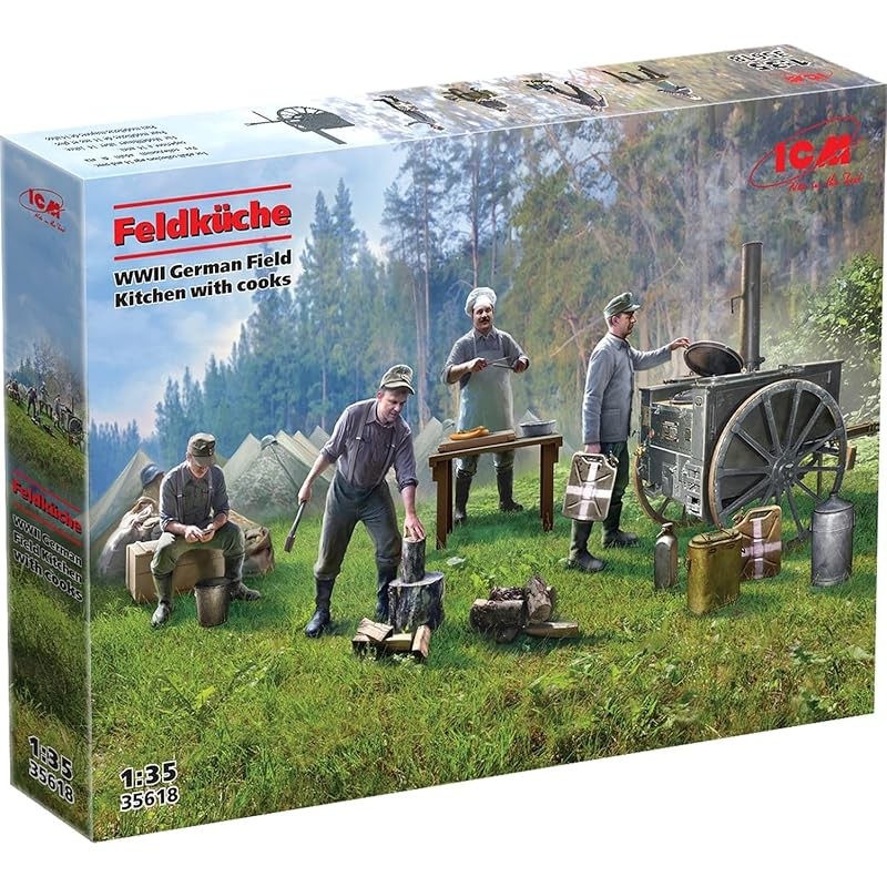 ICM 1/35 WW2 German Field Kitchen w/ Cook Plastic Model 35618 (Military ...