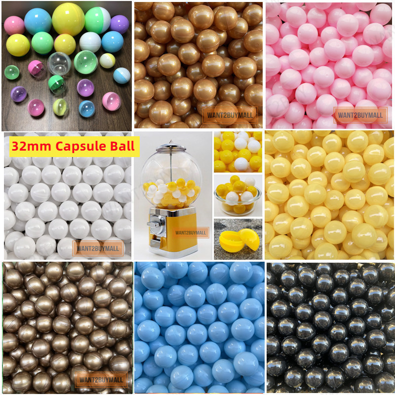 JOY Empty Plastic Capsule Ball 32mm Solid Gold Silver Event Lucky Draw ...